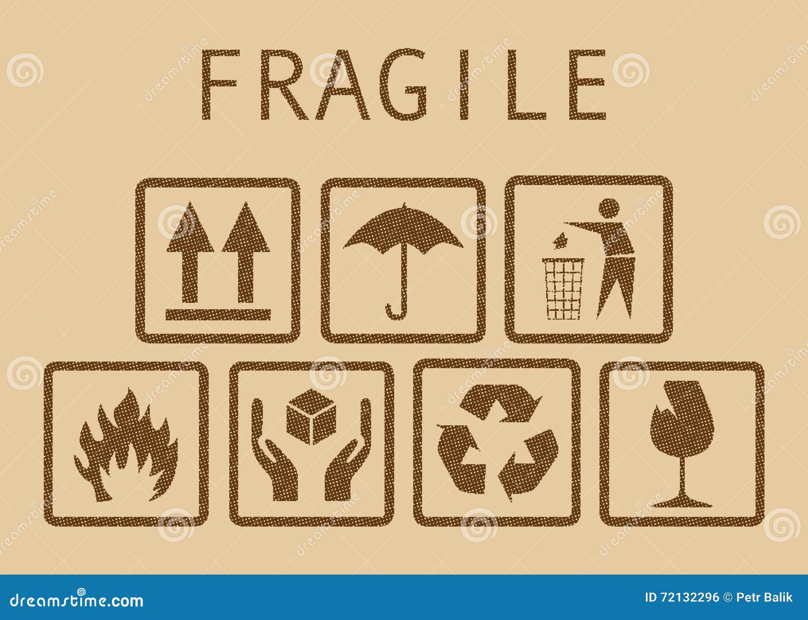 Set Of Fragile Symbols For Box Cartoon Vector | CartoonDealer.com #73569815