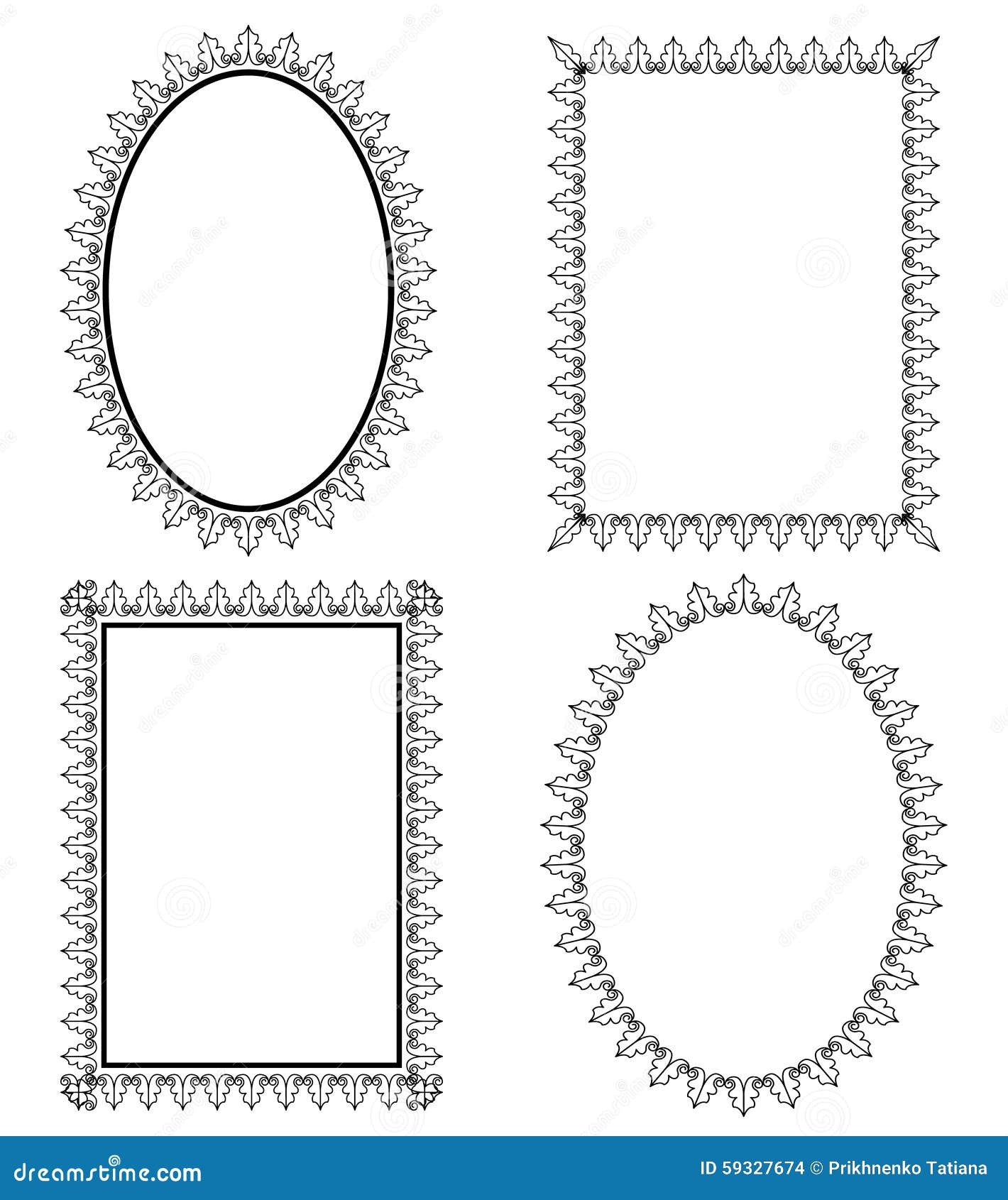 Set frame stock vector. Illustration of frames, floral - 59327674