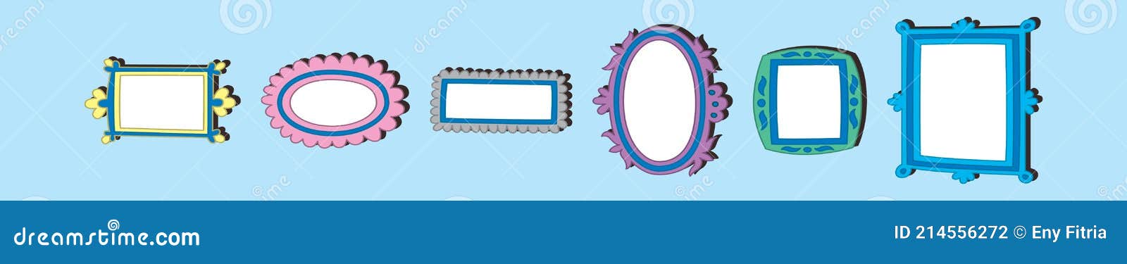 Set of Frame Cartoon Design Template with Various Models. Vector ...
