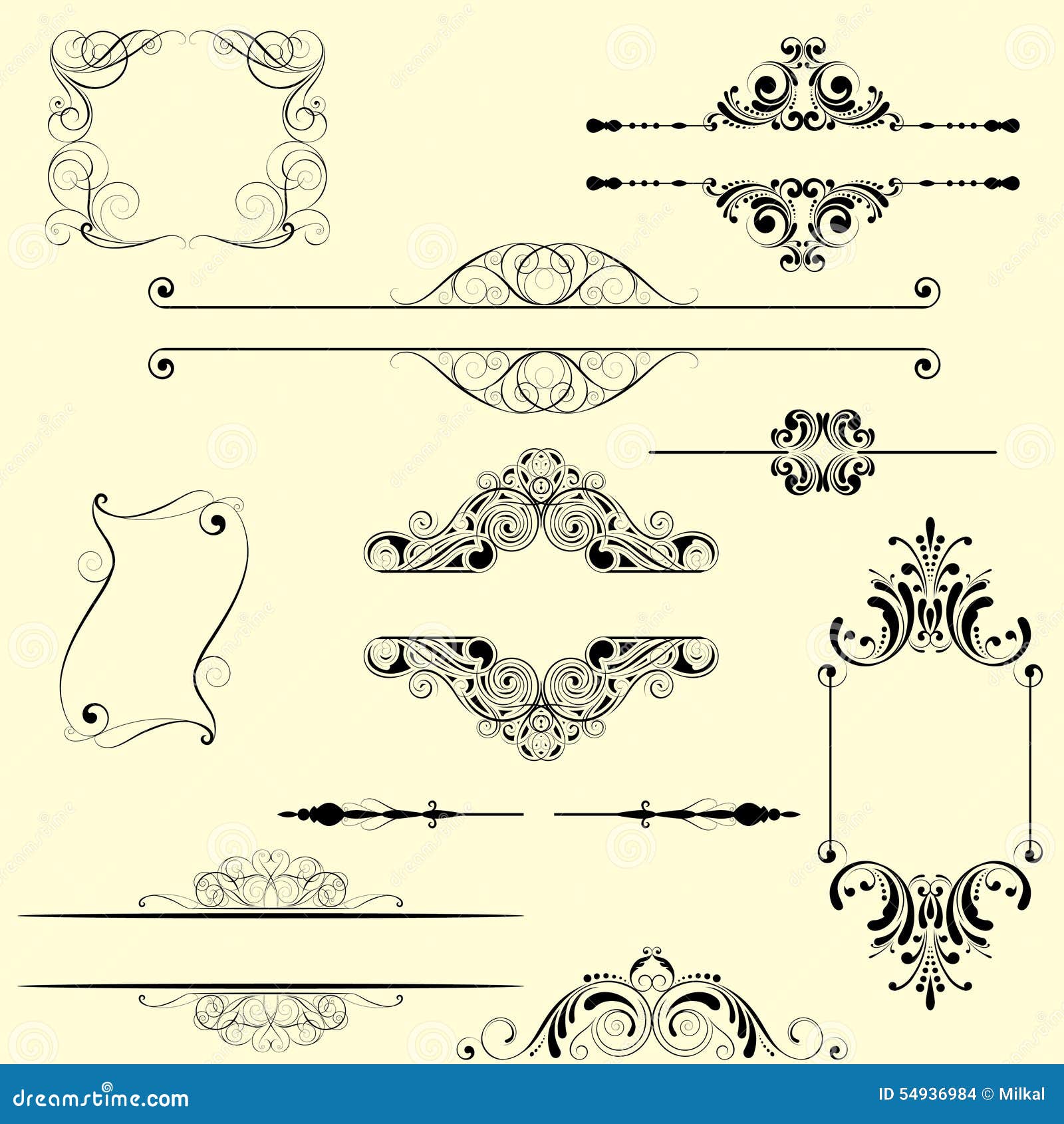 Set Frame and Decorative Element Stock Vector - Illustration of ...