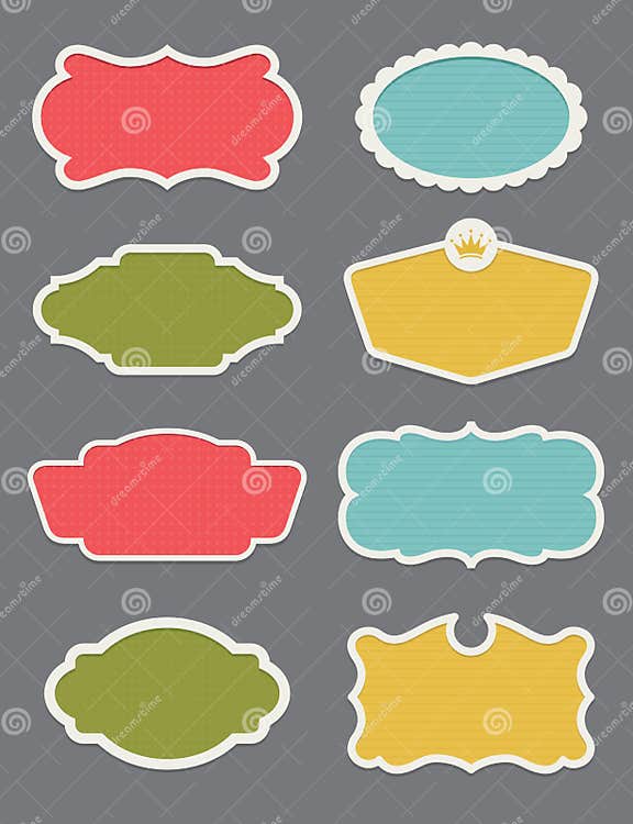 Set of 8 Frame or Label Design Elements Stock Vector - Illustration of ...