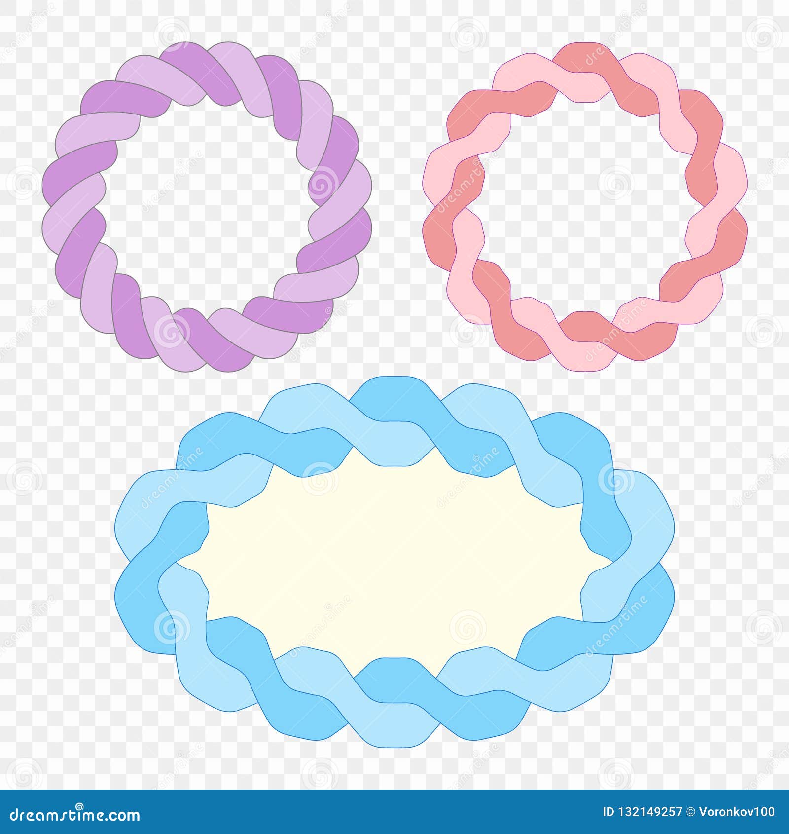 Set. Frame Made of Woven Rope. Vector Elements on Isolated Transparent ...