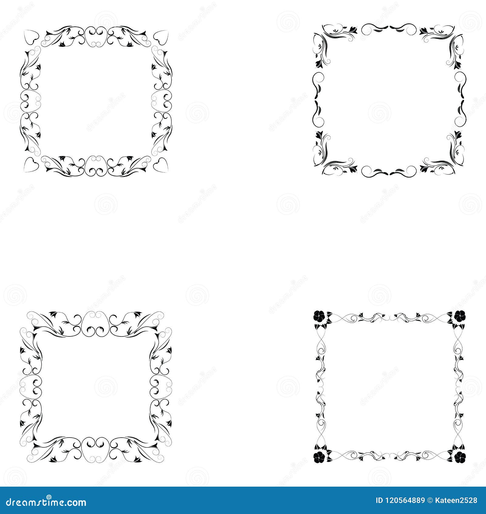 Set of frame silhouette stock vector. Illustration of decoration ...