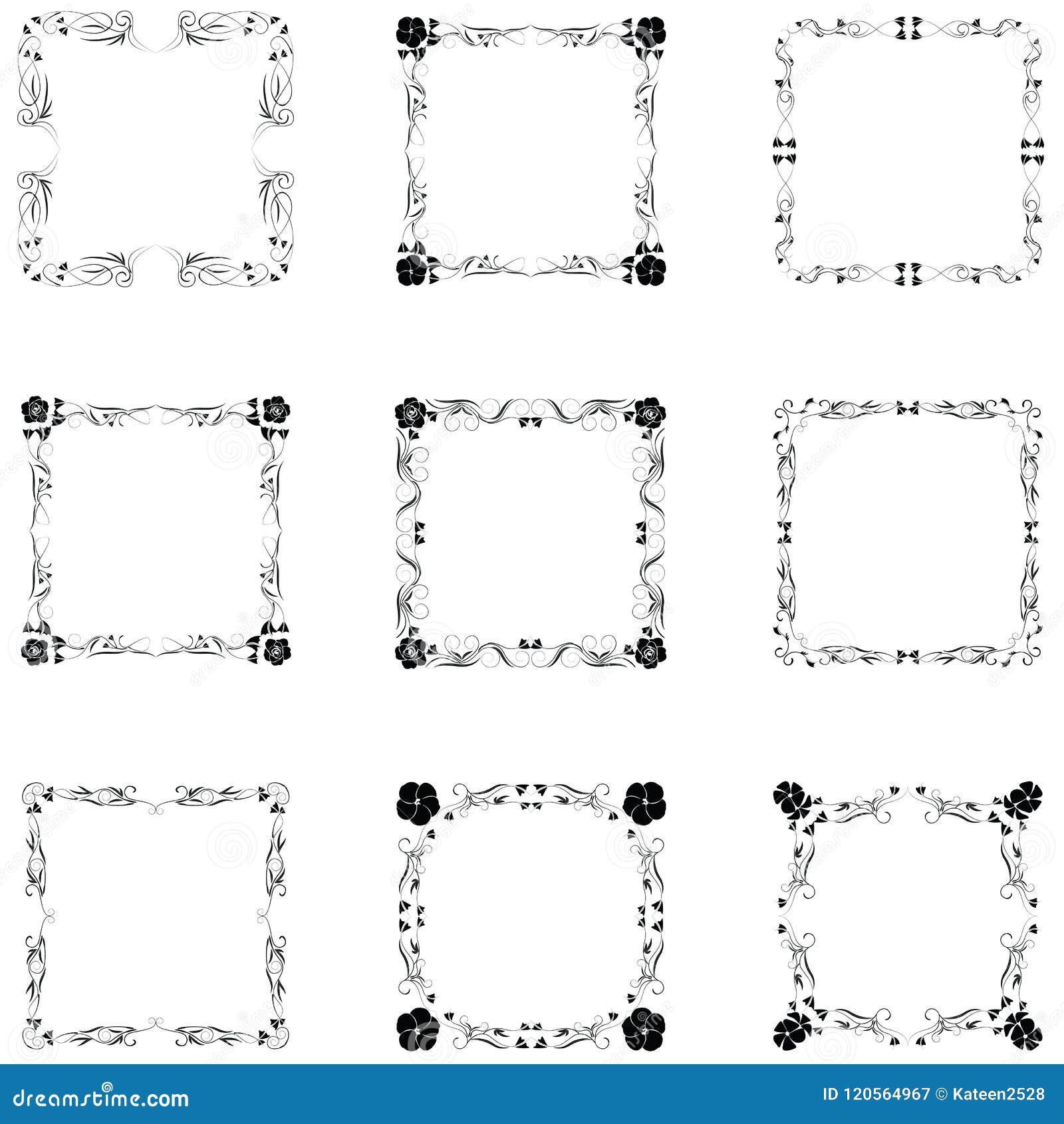 Set of frame silhouette stock vector. Illustration of decoration ...