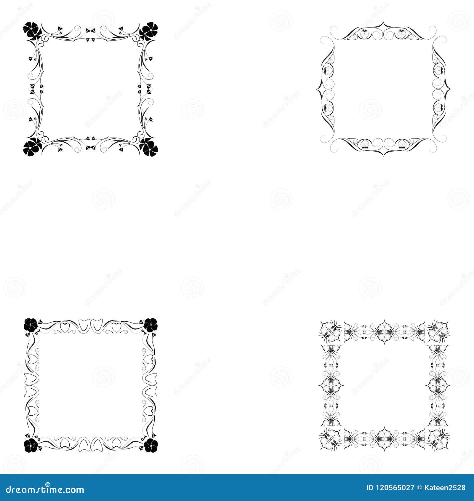 Set of frame silhouette stock vector. Illustration of decorative ...