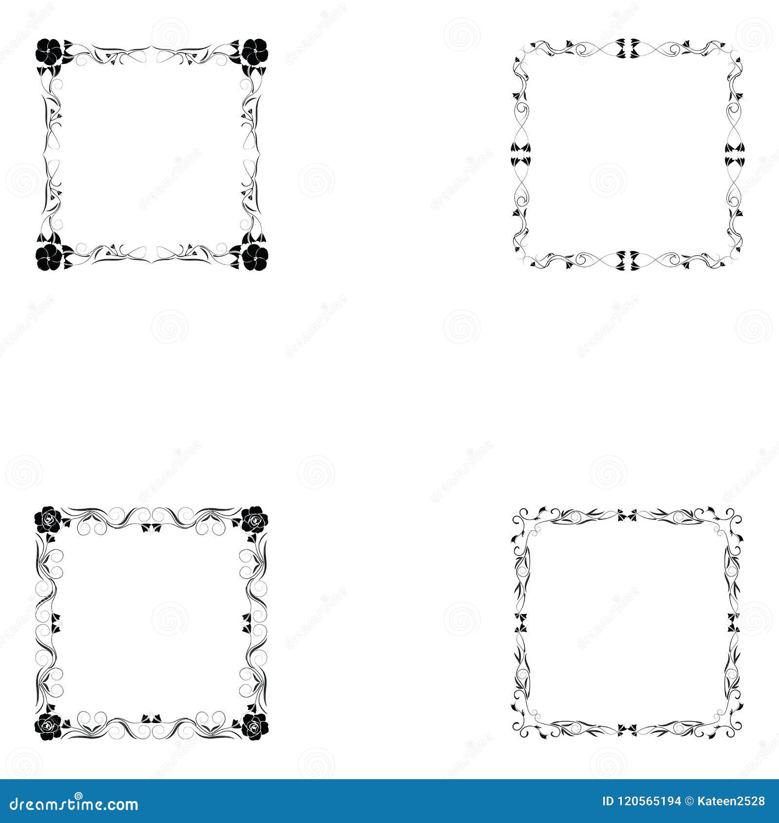 Set of frame silhouette stock vector. Illustration of ornate - 120565194