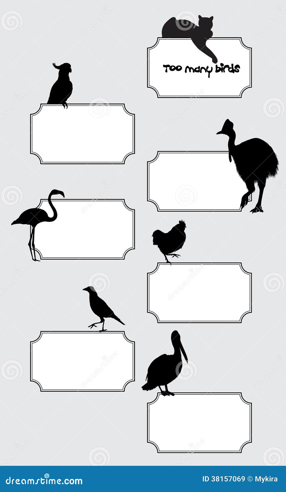 Set of Frames with Birds Silhouettes Stock Vector - Illustration of ...