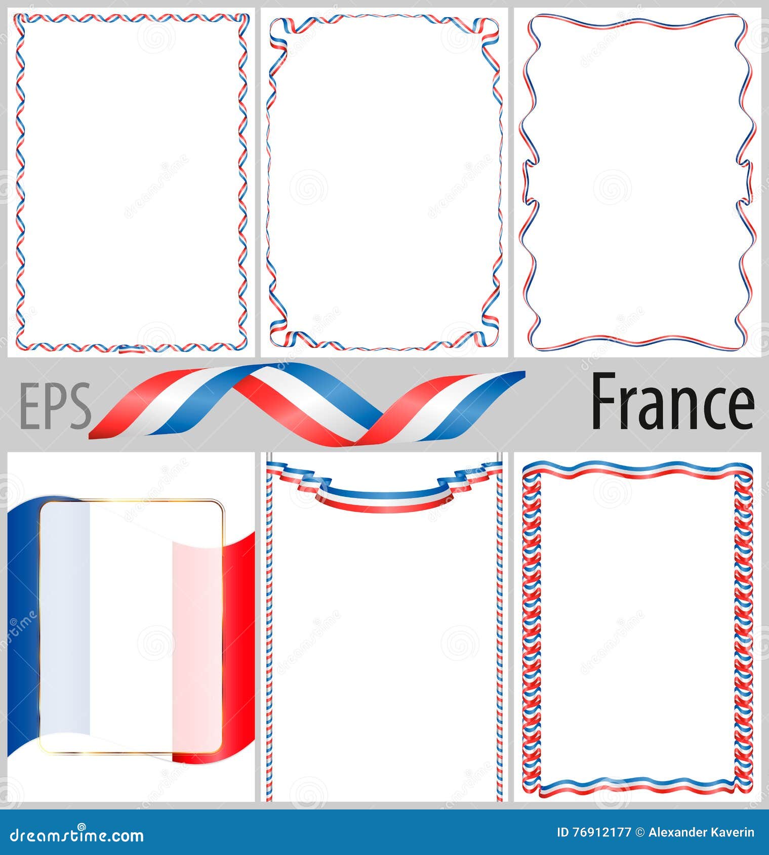 Set of 6 Frames and Borders with Coloring France Flag Stock Vector ...