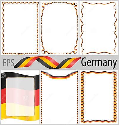 Set of 6 Frames and Borders with Coloring Germany Flag Stock Vector ...