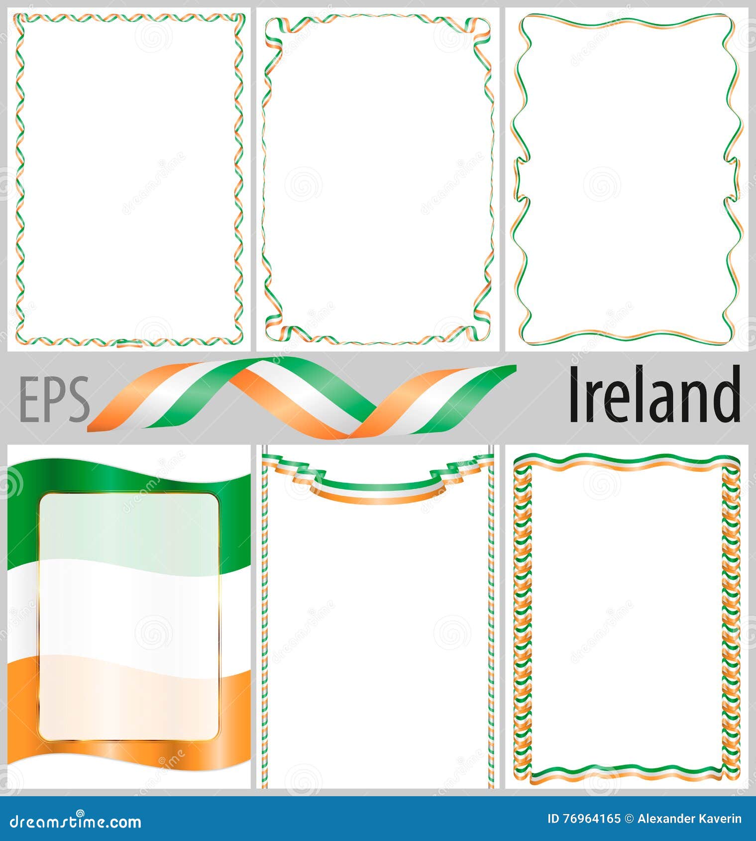 Set of 6 Frames and Borders with Coloring Ireland Flag Stock Vector ...