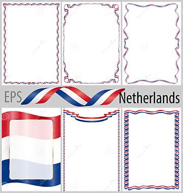 Set of 6 Frames and Borders with Coloring Netherlands Flag Stock Vector ...