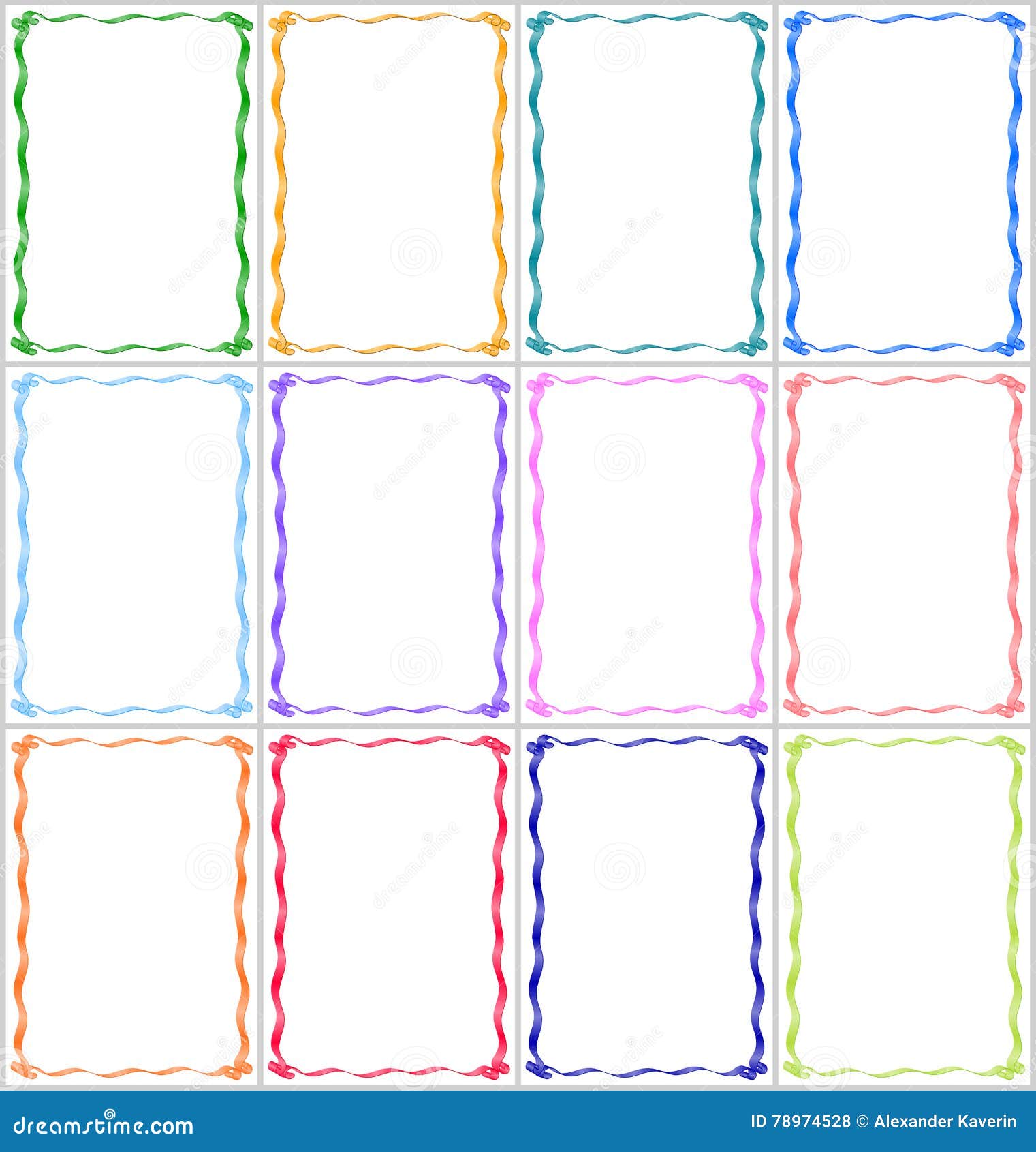 Set of Frames and Borders with Multi-colored Ribbons Stock Vector ...