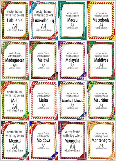Set of Frames and Borders with Ribbons of the Color of the Flag of ...