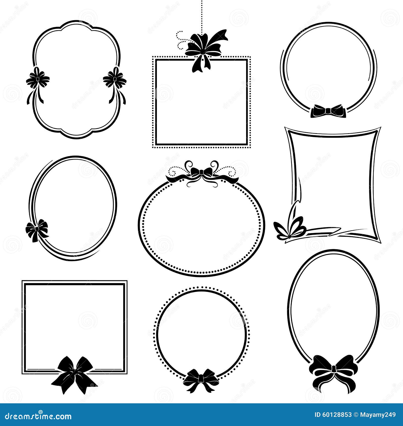 Set of frames with bows stock vector. Illustration of retro - 60128853