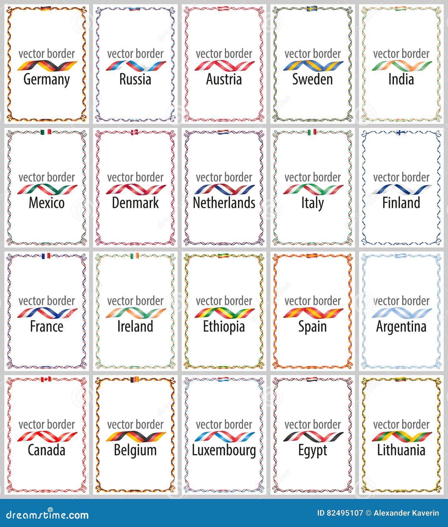 A Set of Frames of Color Ribbons Flags of Several Countries Stock ...