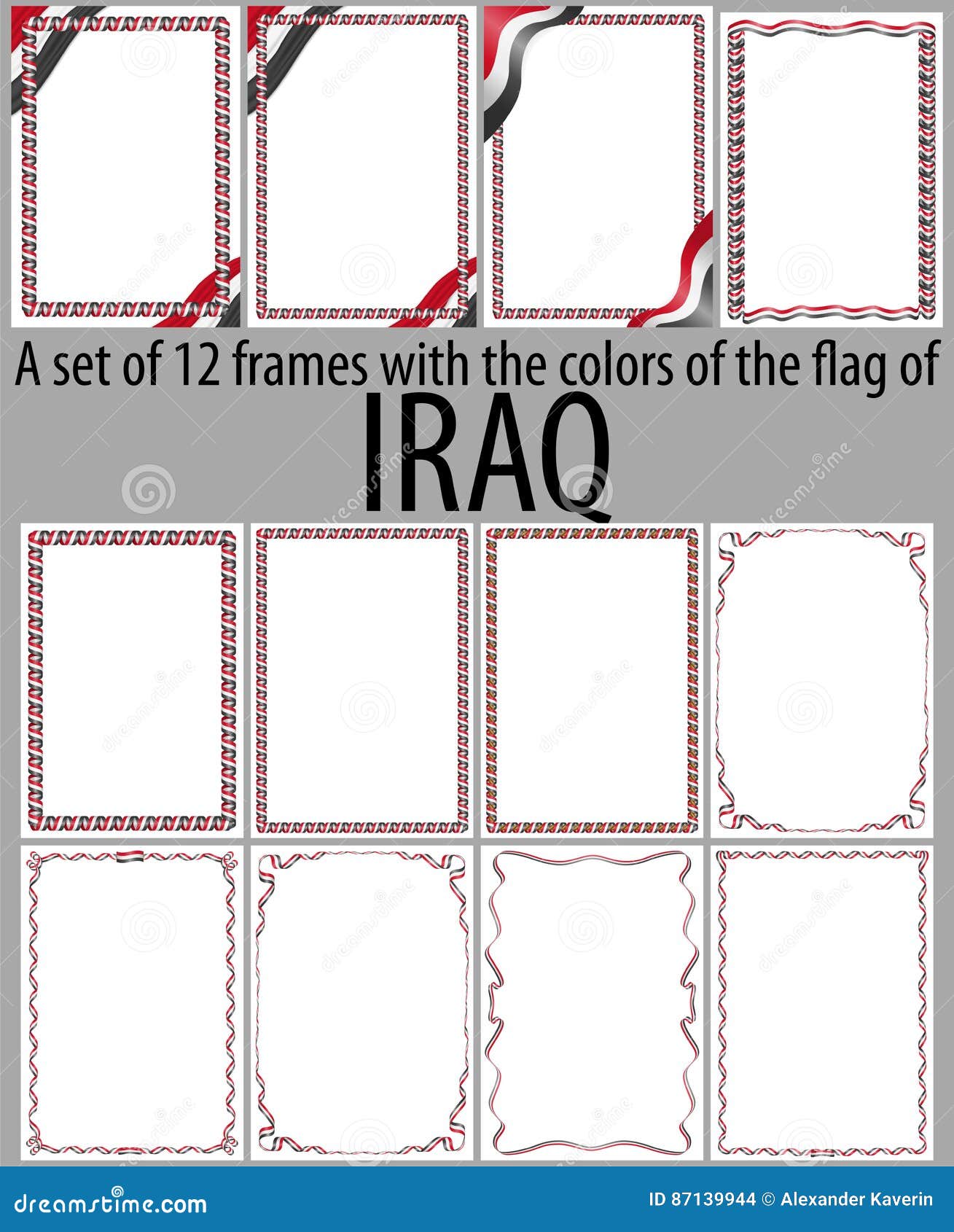 Set of 12 Frames with the Colors of the Flag of Iraq Stock Vector ...