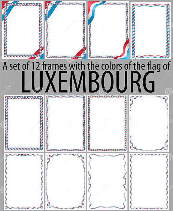 Set of 12 Frames with the Colors of the Flag of Luxembourg Stock Vector ...