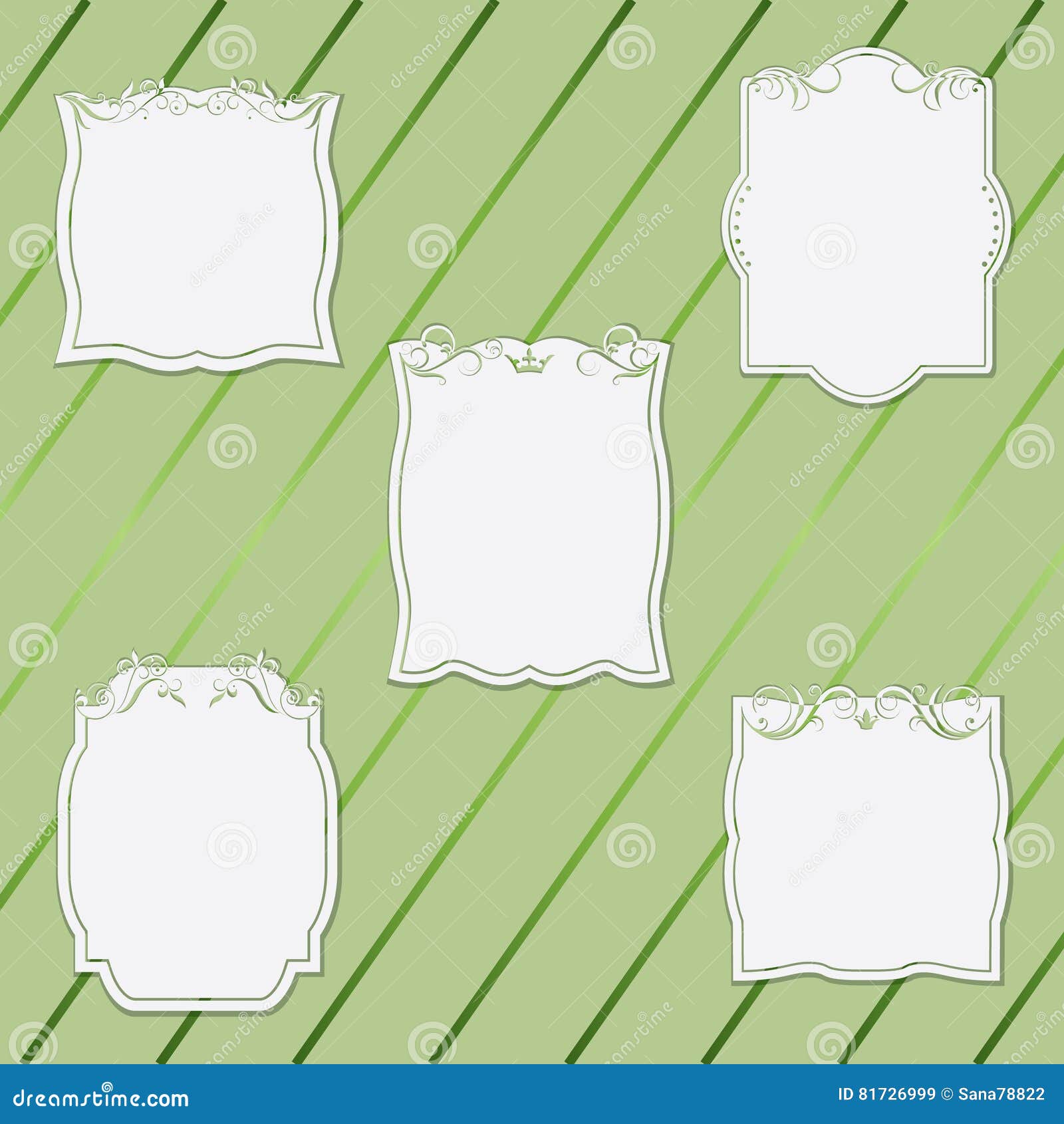 Set Frames with Different Shapes Cut Out Decorative Pattern. Stock ...