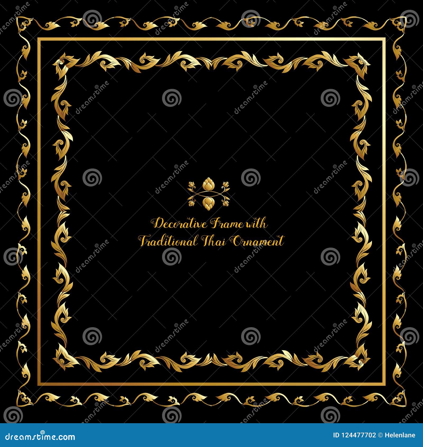Set of Frames with Gold Decorative Elements of Traditional Thai Stock ...