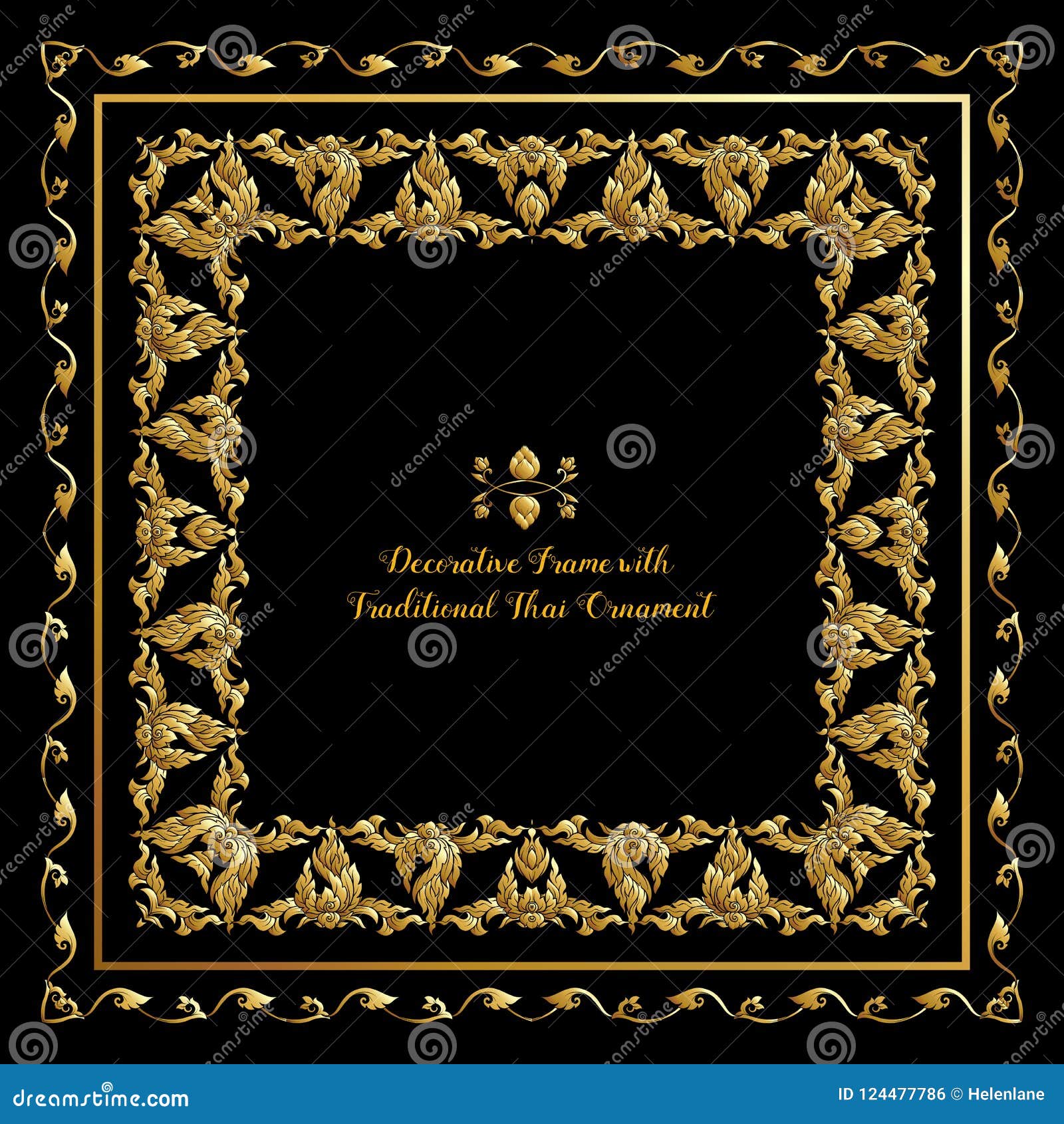 Set of Frames with Gold Decorative Elements of Traditional Thai Stock ...