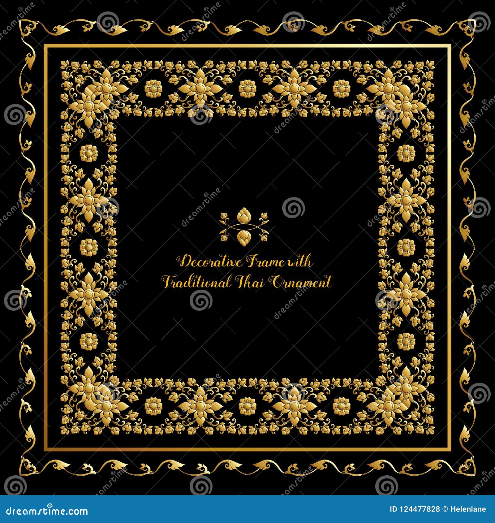 Set of Frames with Gold Decorative Elements of Traditional Thai Stock ...