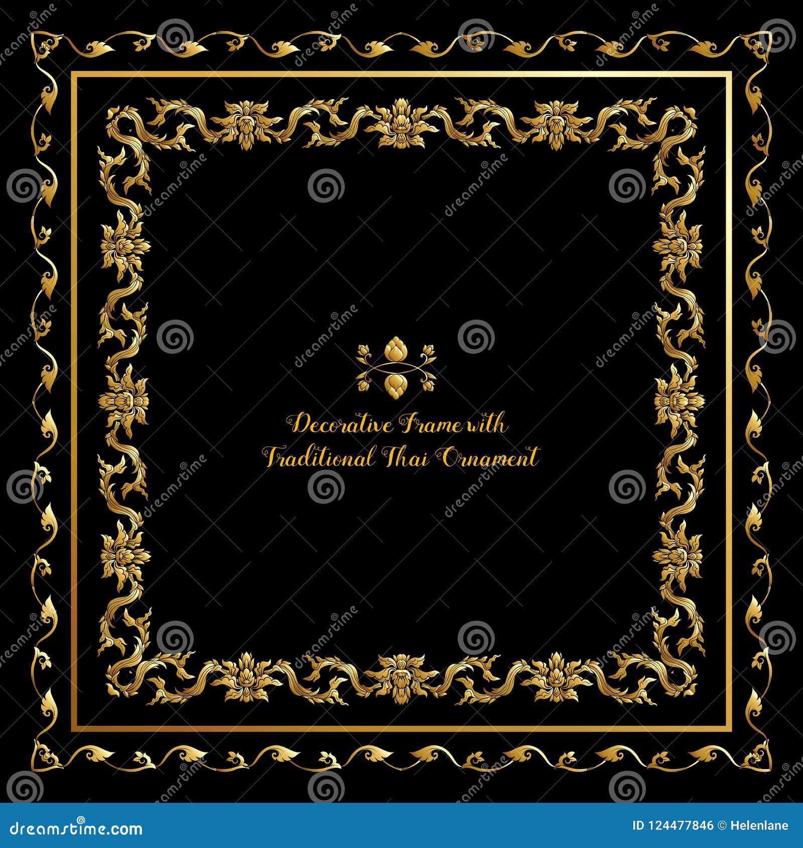 Set of Frames with Gold Decorative Elements of Traditional Thai Stock ...