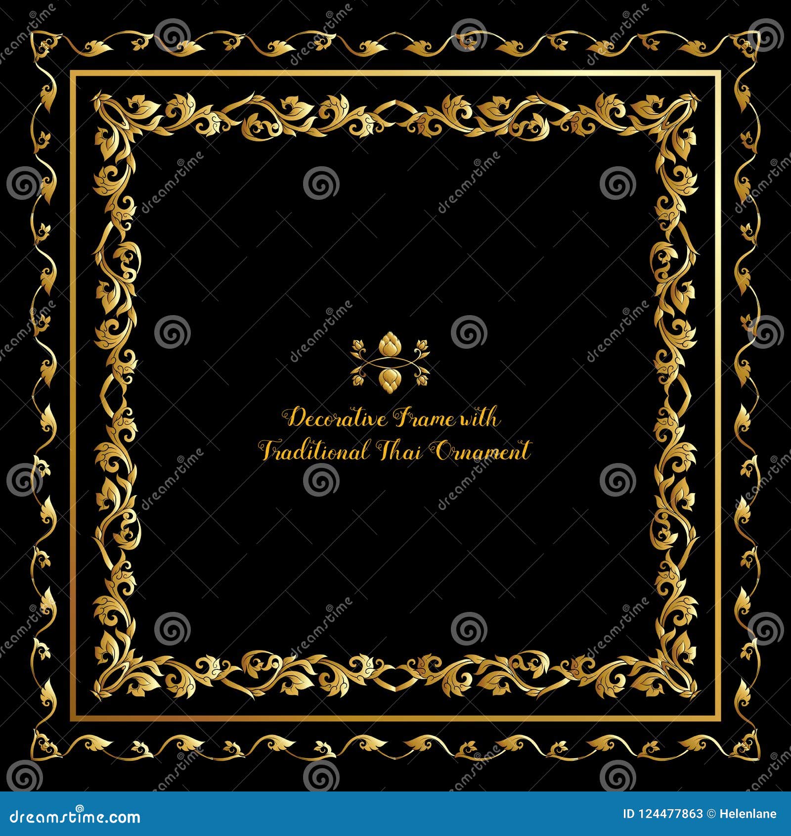 Set of Frames with Gold Decorative Elements of Traditional Thai Stock ...