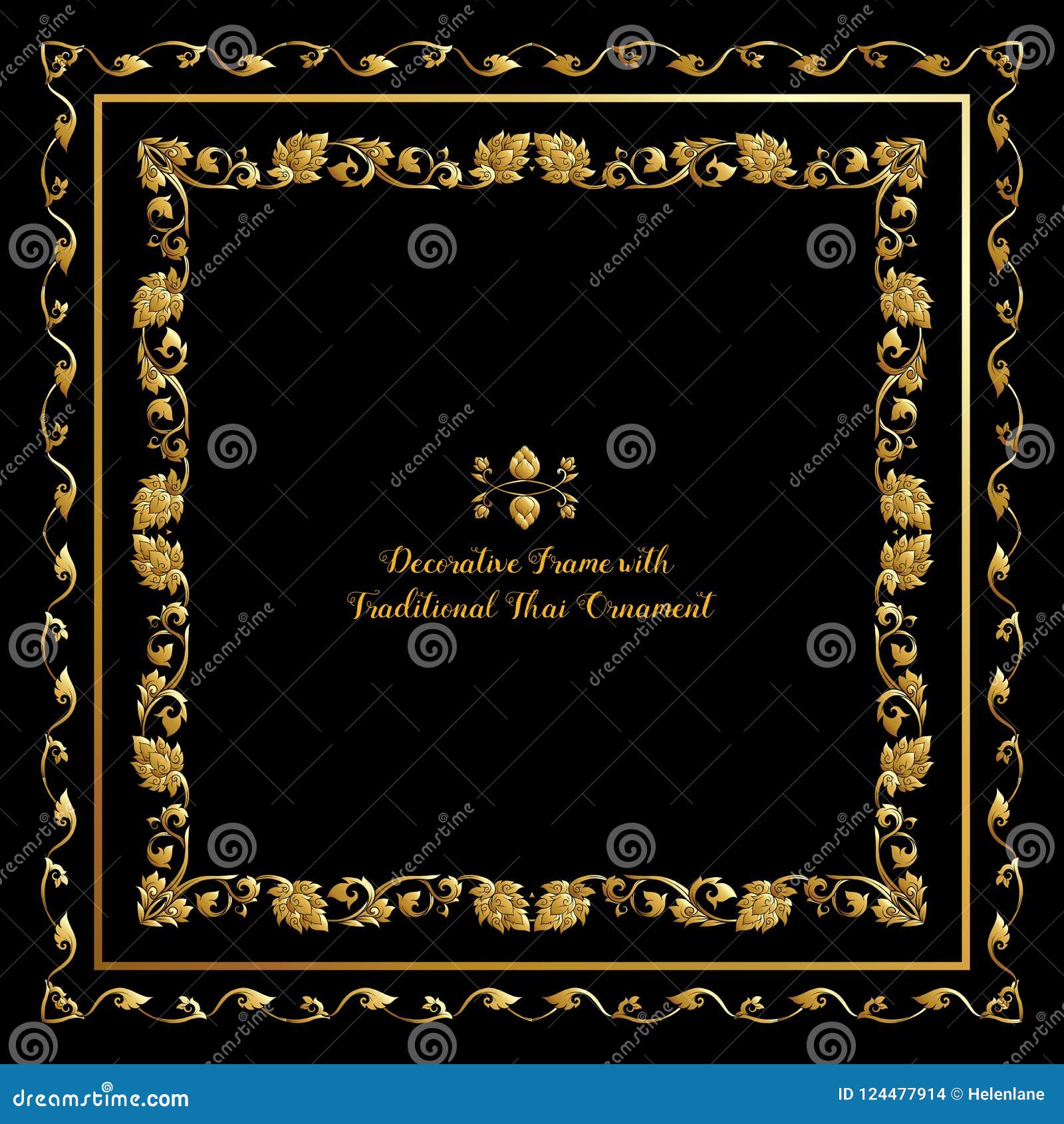 Set of Frames with Gold Decorative Elements of Traditional Thai Stock ...