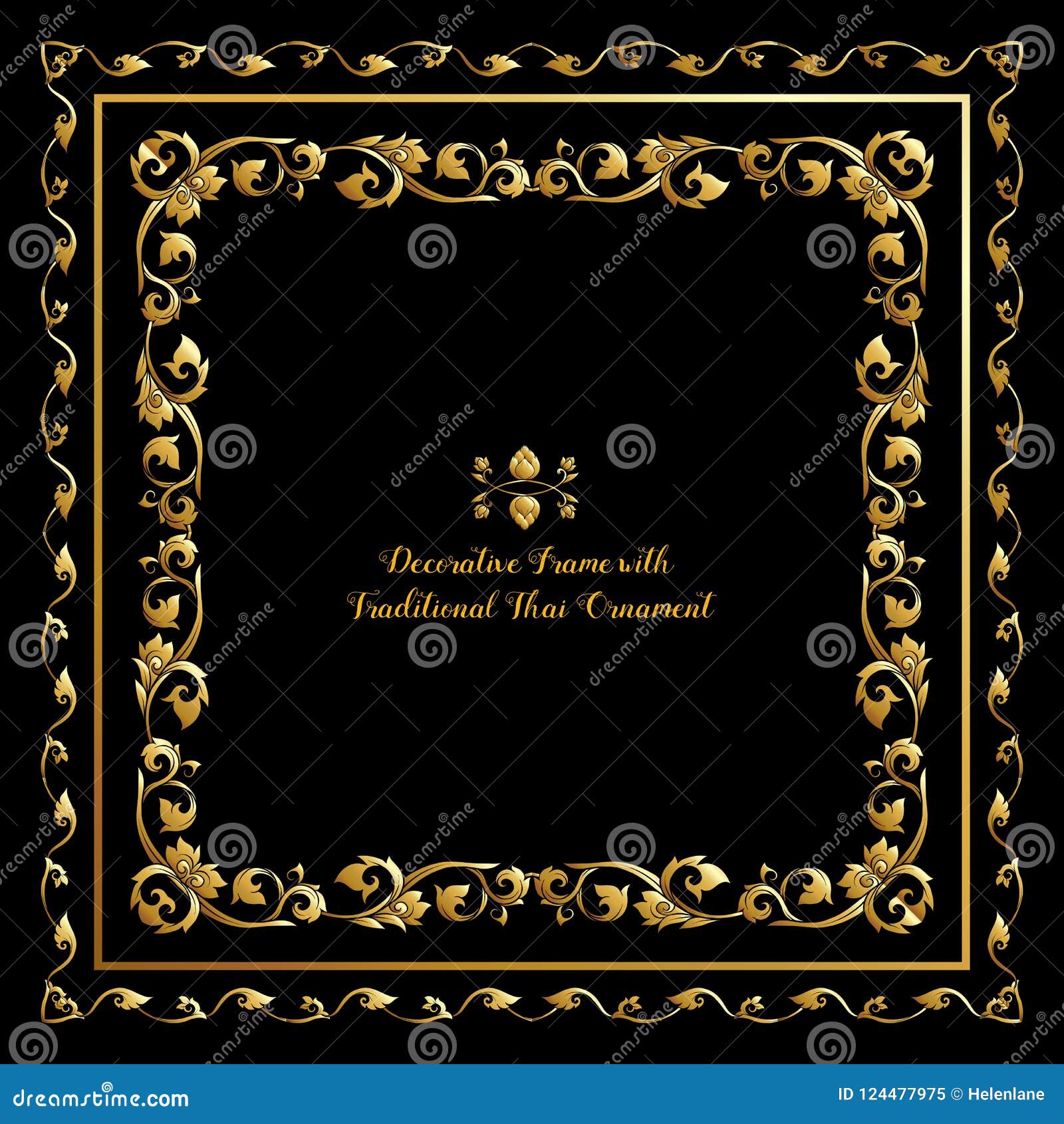 Set of Frames with Gold Decorative Elements of Traditional Thai Stock ...