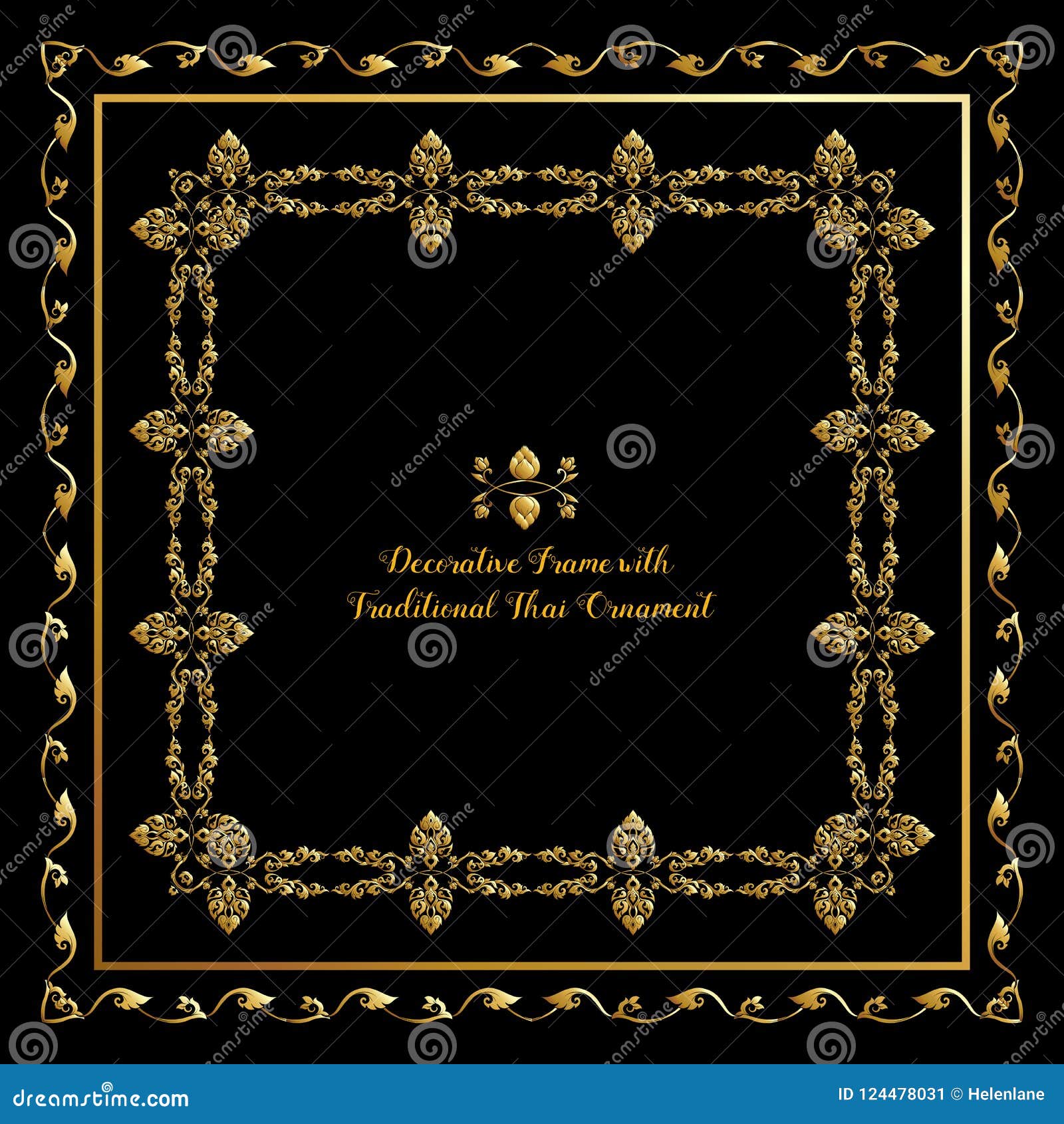 Set of Frames with Gold Decorative Elements of Traditional Thai Stock ...