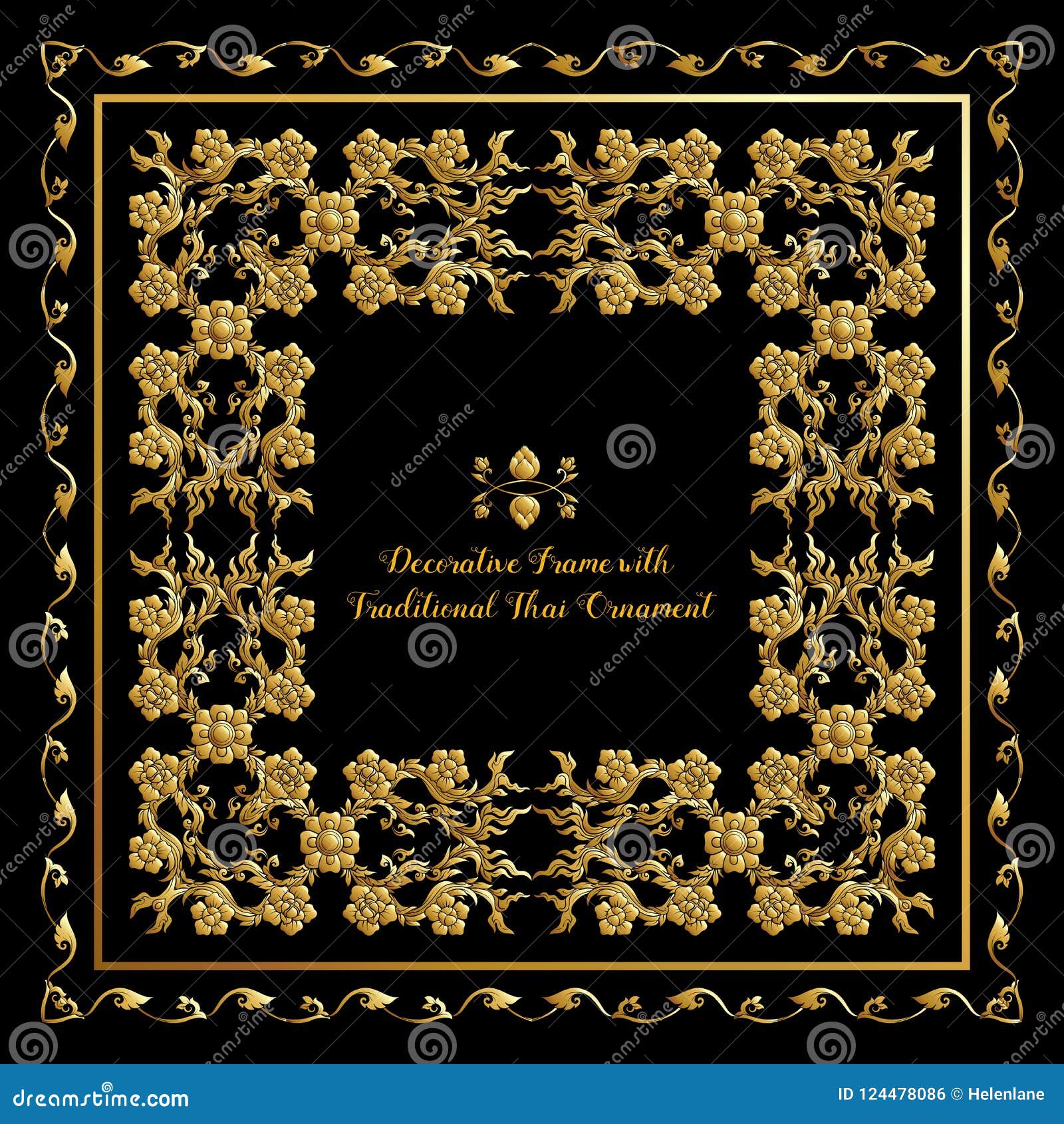Set of Frames with Gold Decorative Elements of Traditional Thai Stock ...