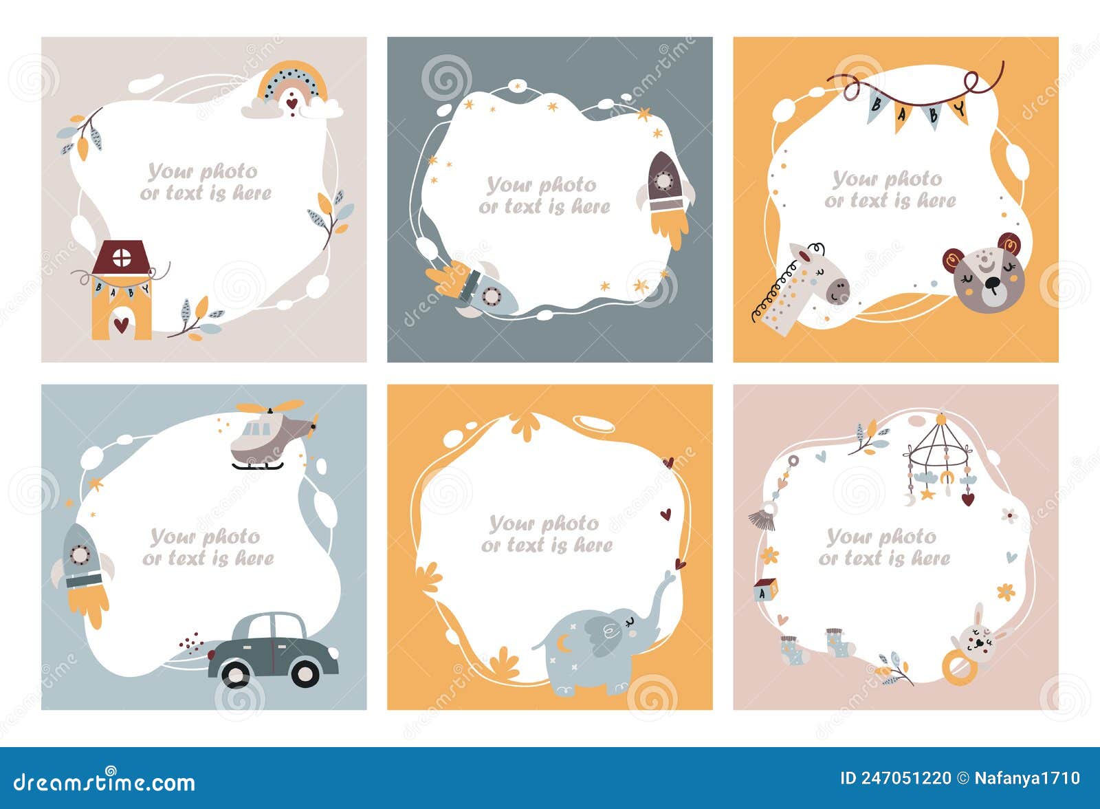 Set of Frames for Kids Photos, Templates Stock Vector - Illustration of ...