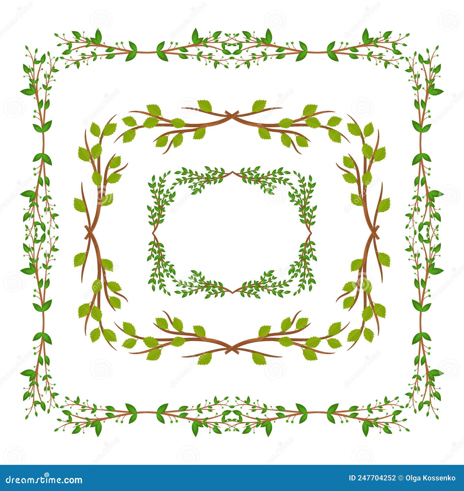 A Set Of Frames With Leaves And Branches. A Border For Design. Vector ...