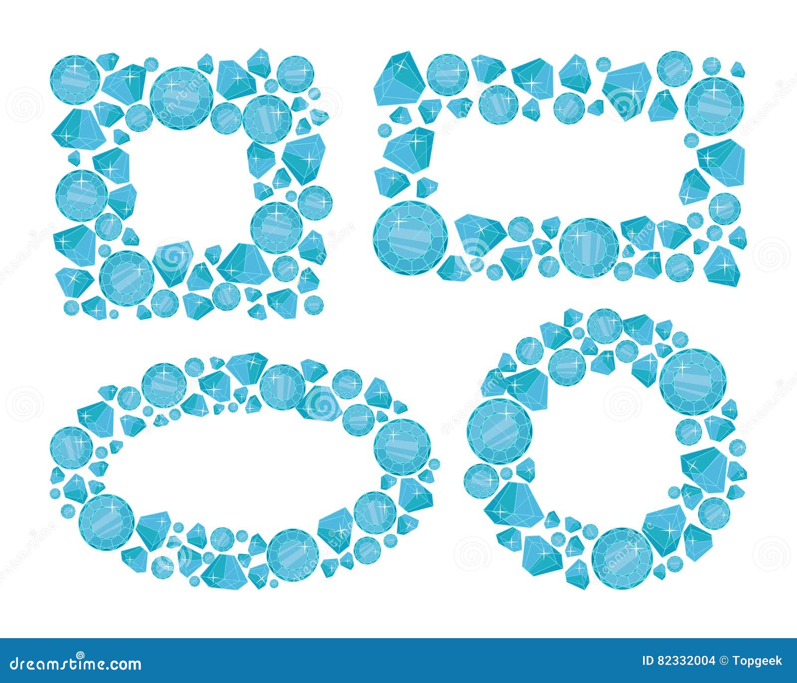 Set of Frames Made of Diamonds. Stock Vector - Illustration of gift ...