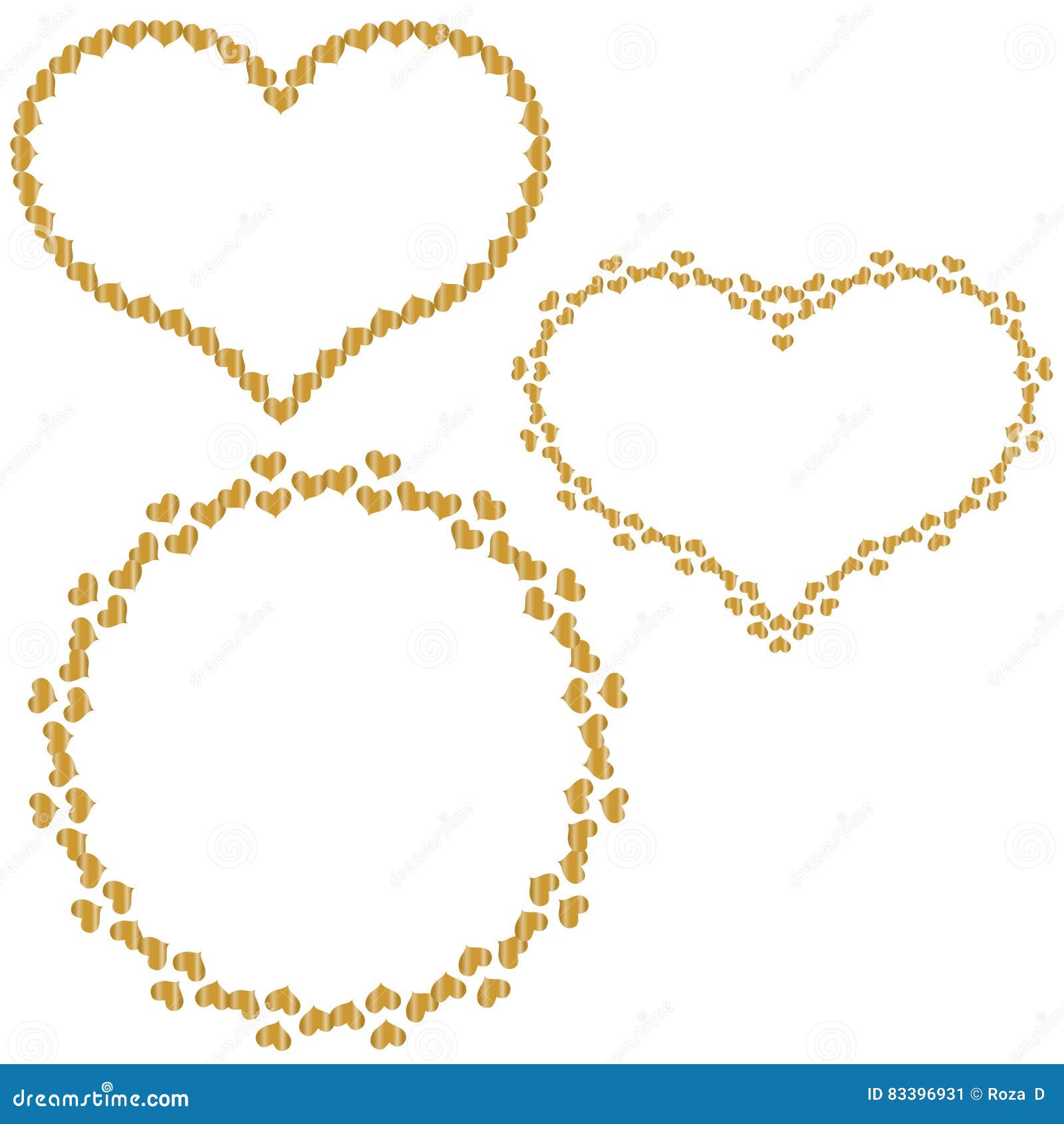 Set of Frames in the Shape of Heart of Small Gold Hearts Stock Vector ...