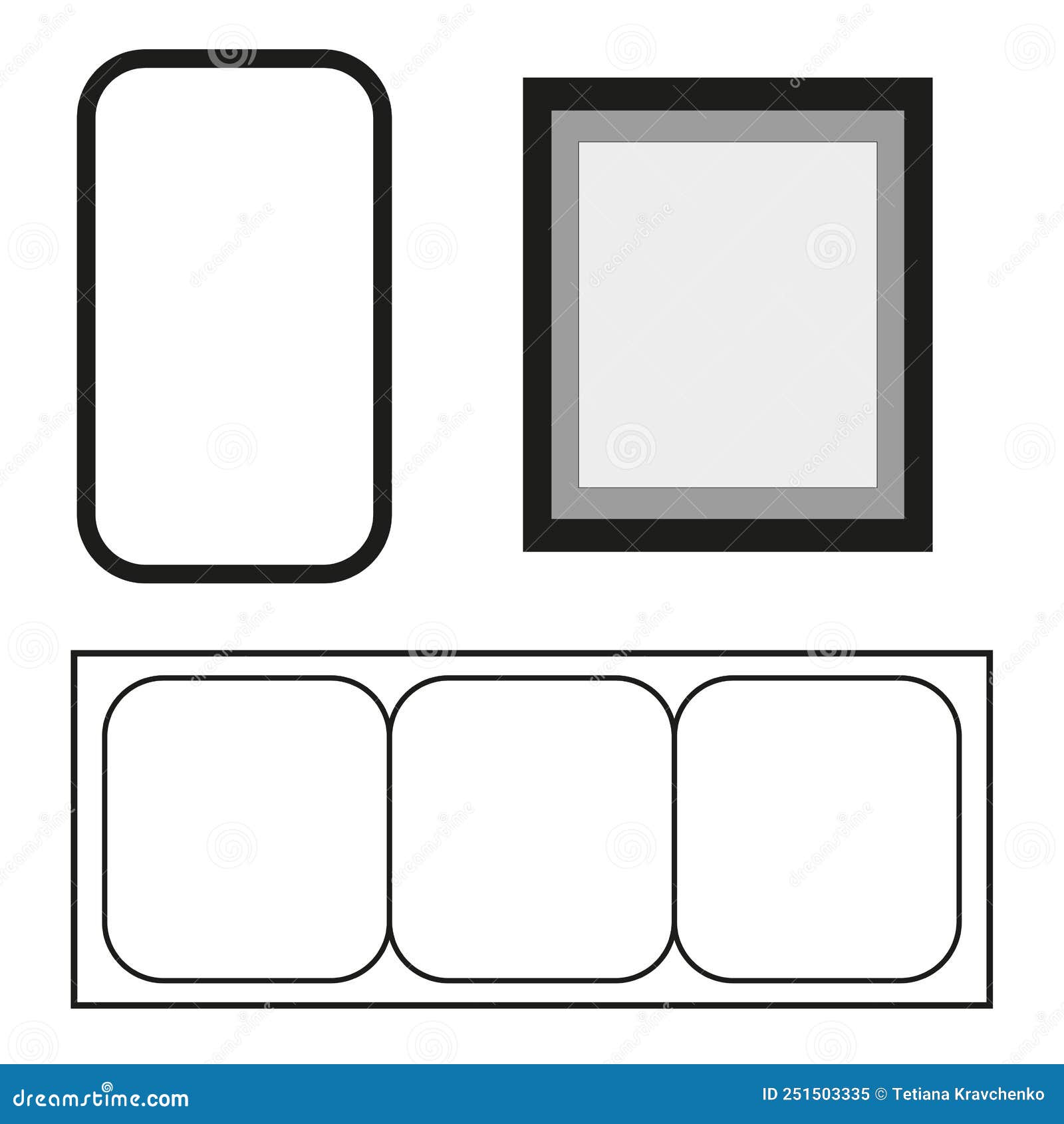 Set Frames. Simple Frames in Sketch Style. Vector Illustration. Stock ...
