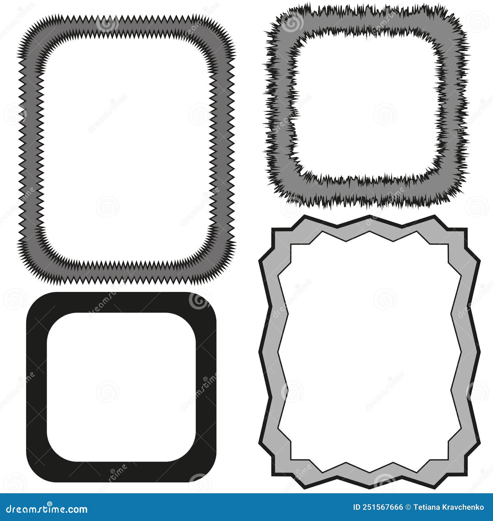 Set Frames. Simple Frames in Sketch Style. Vector Illustration. Stock ...