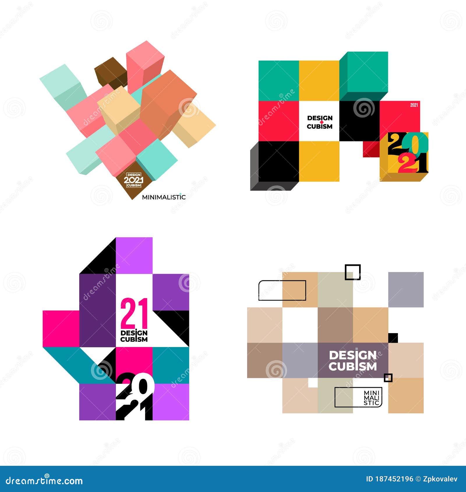 Set of Frames for Text in Cubism Style. Bauhaus Vector Abstract Design ...