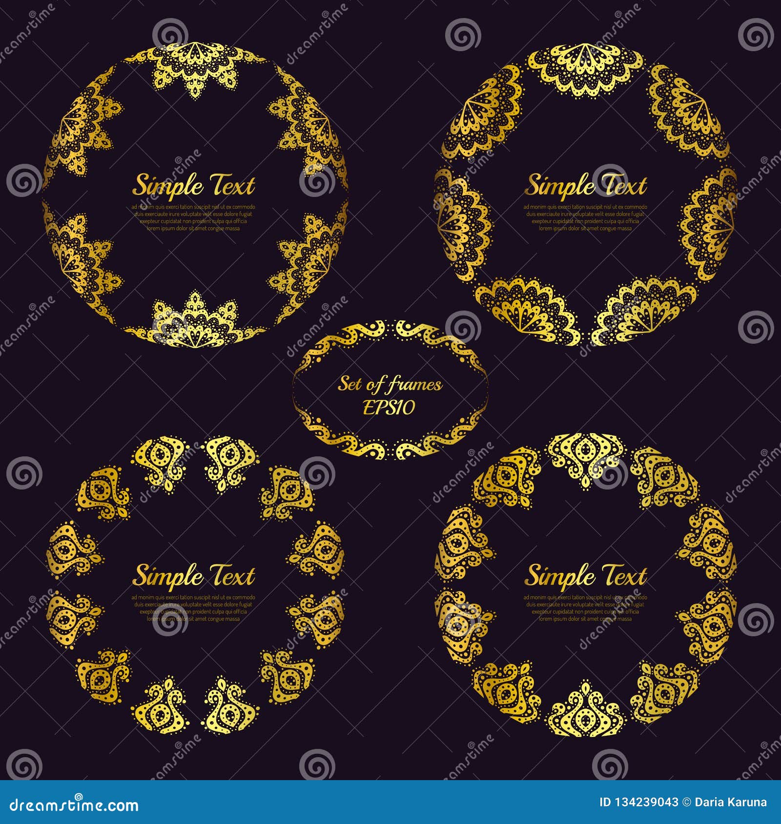 Set of Frames in Vintage Style. Patterns of Flowers and Curls Stock ...