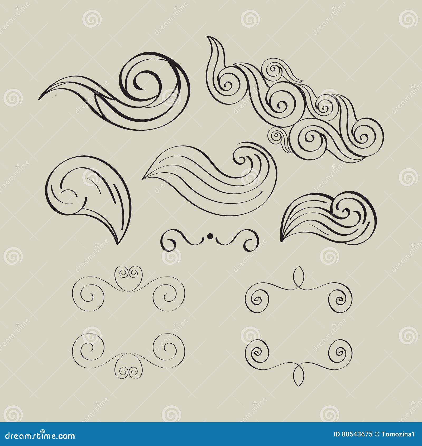 Set frames and wavy swirl stock vector. Illustration of cartoon - 80543675