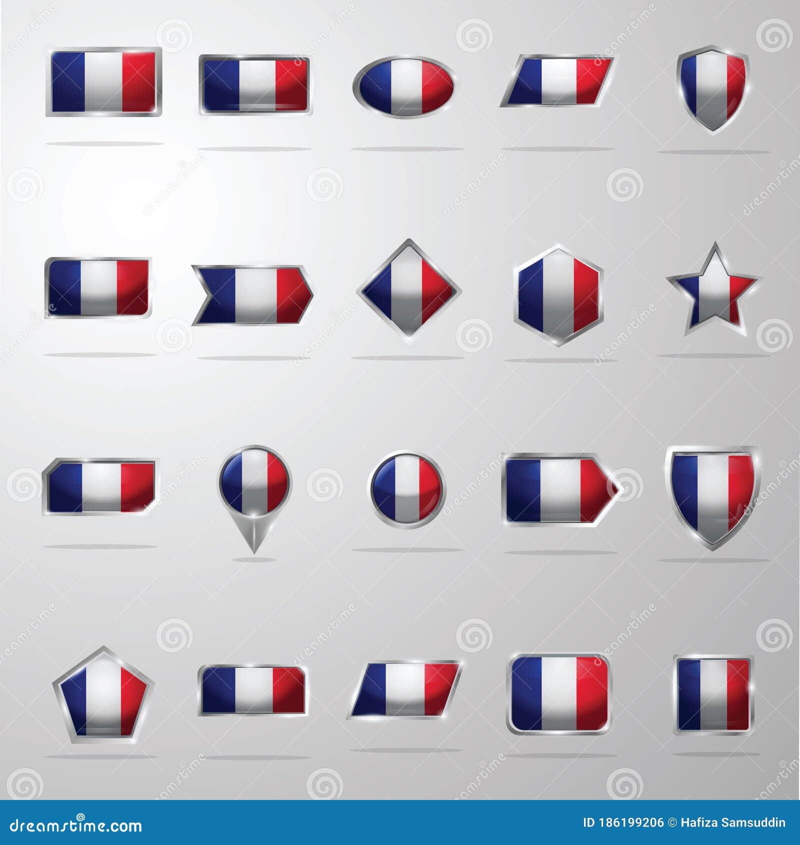 Set of France Flag Buttons. Vector Illustration Decorative Design Stock ...