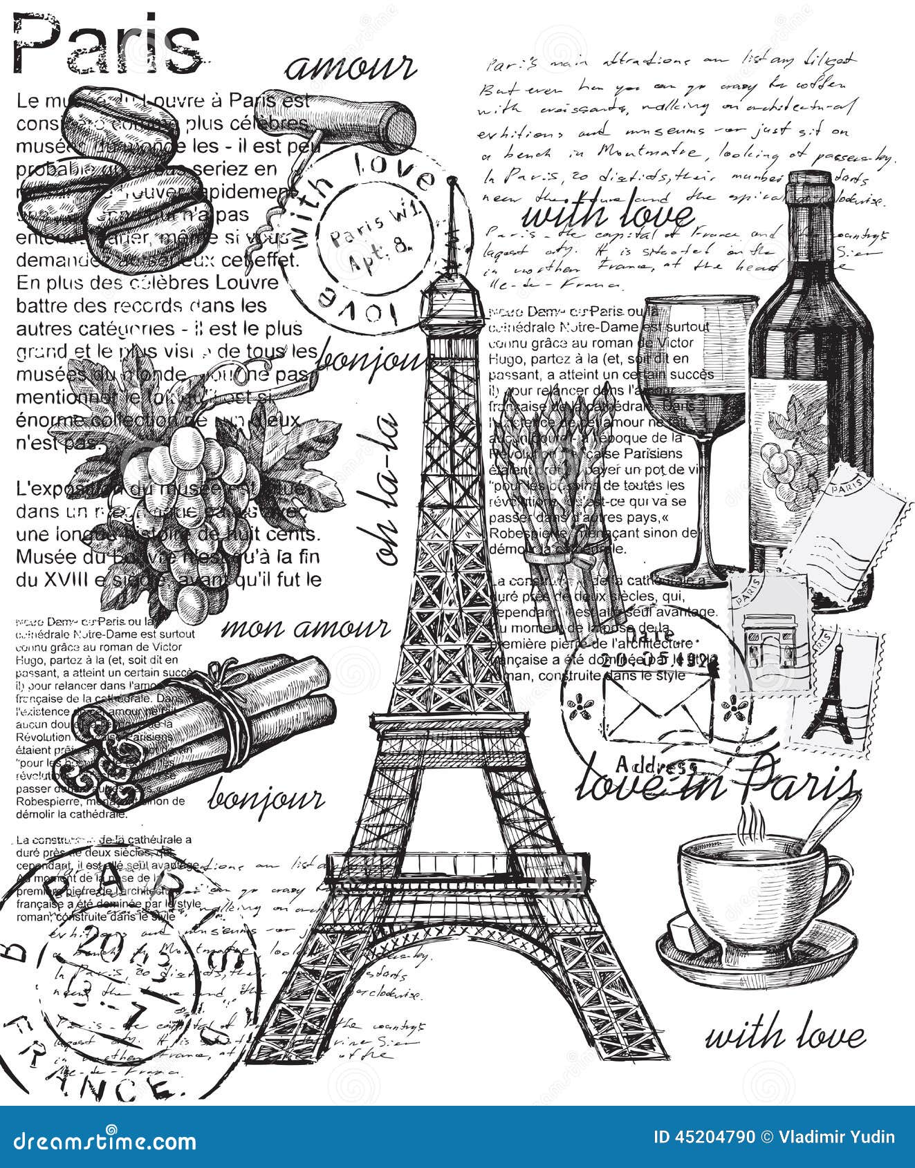 Set of france stock vector. Illustration of european - 45204790