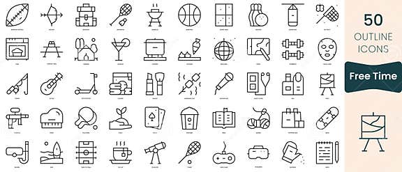 Set of Free Time Icons. Thin Linear Style Icons Pack Stock Vector ...