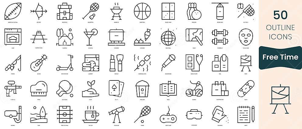 Set of Free Time Icons. Thin Linear Style Icons Pack Stock Vector ...