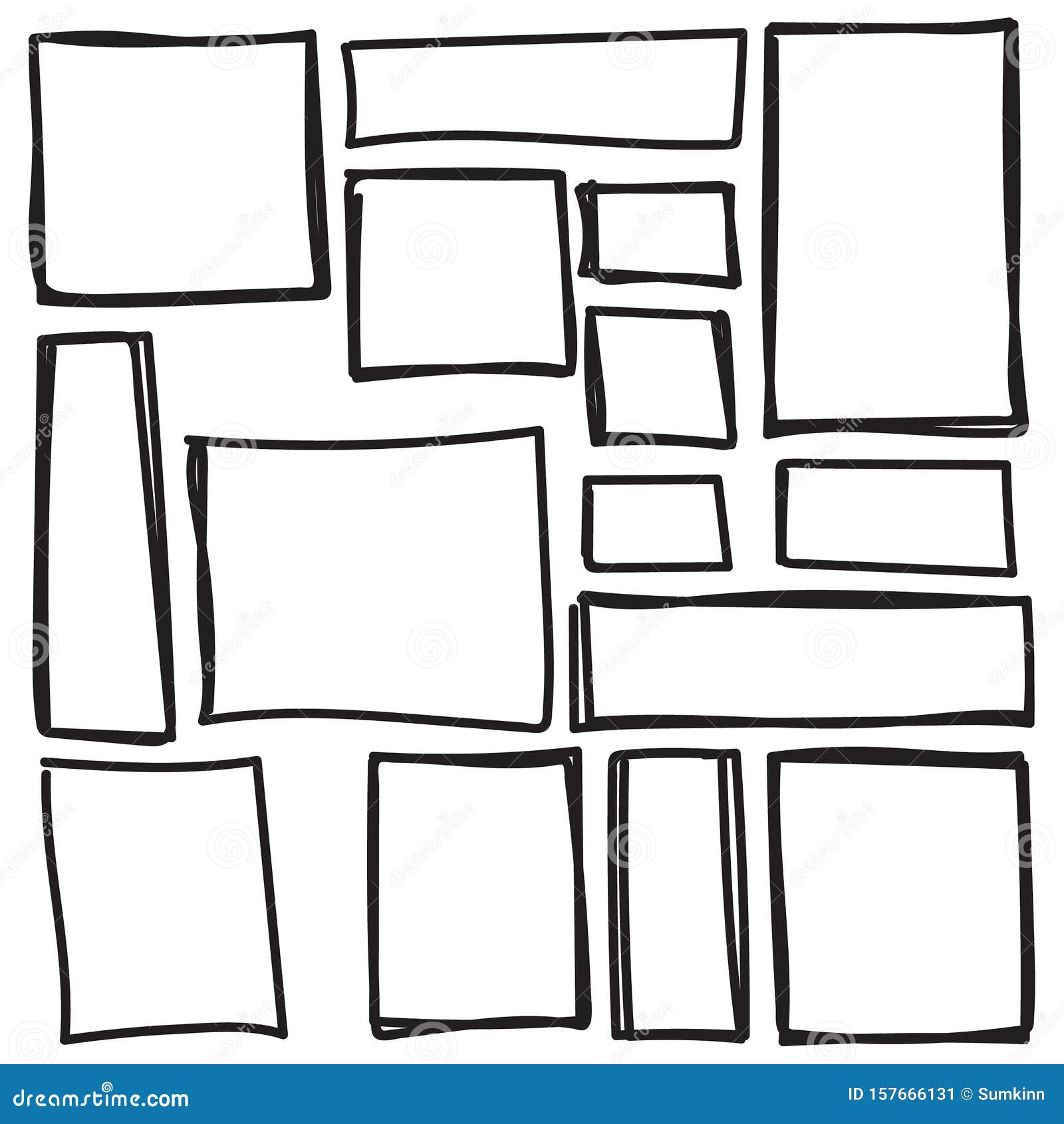 Set of Freehand Drawn Shape. Stock Vector - Illustration of message ...