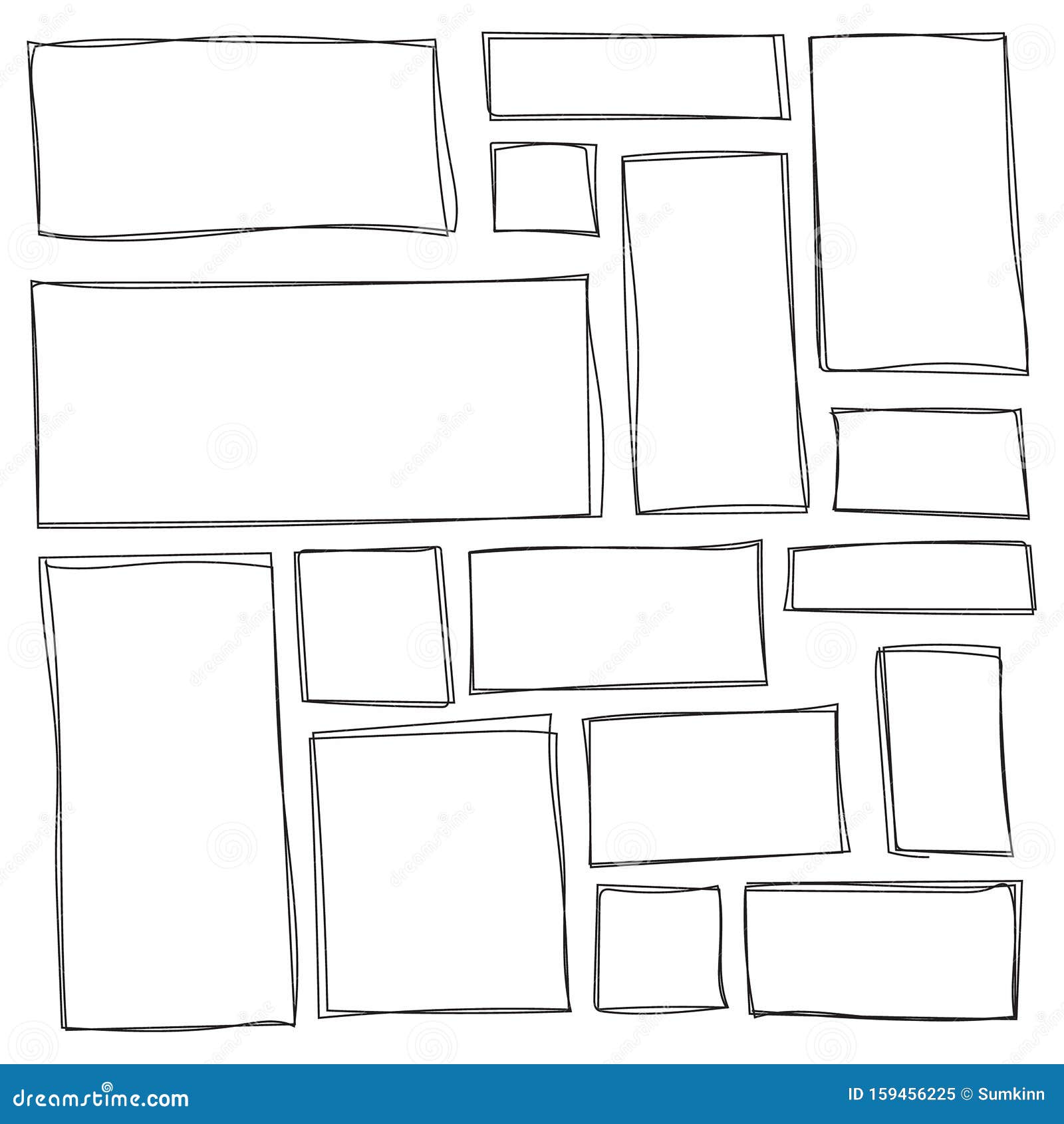 Set of Freehand Drawn Shape. Stock Vector - Illustration of drawing ...