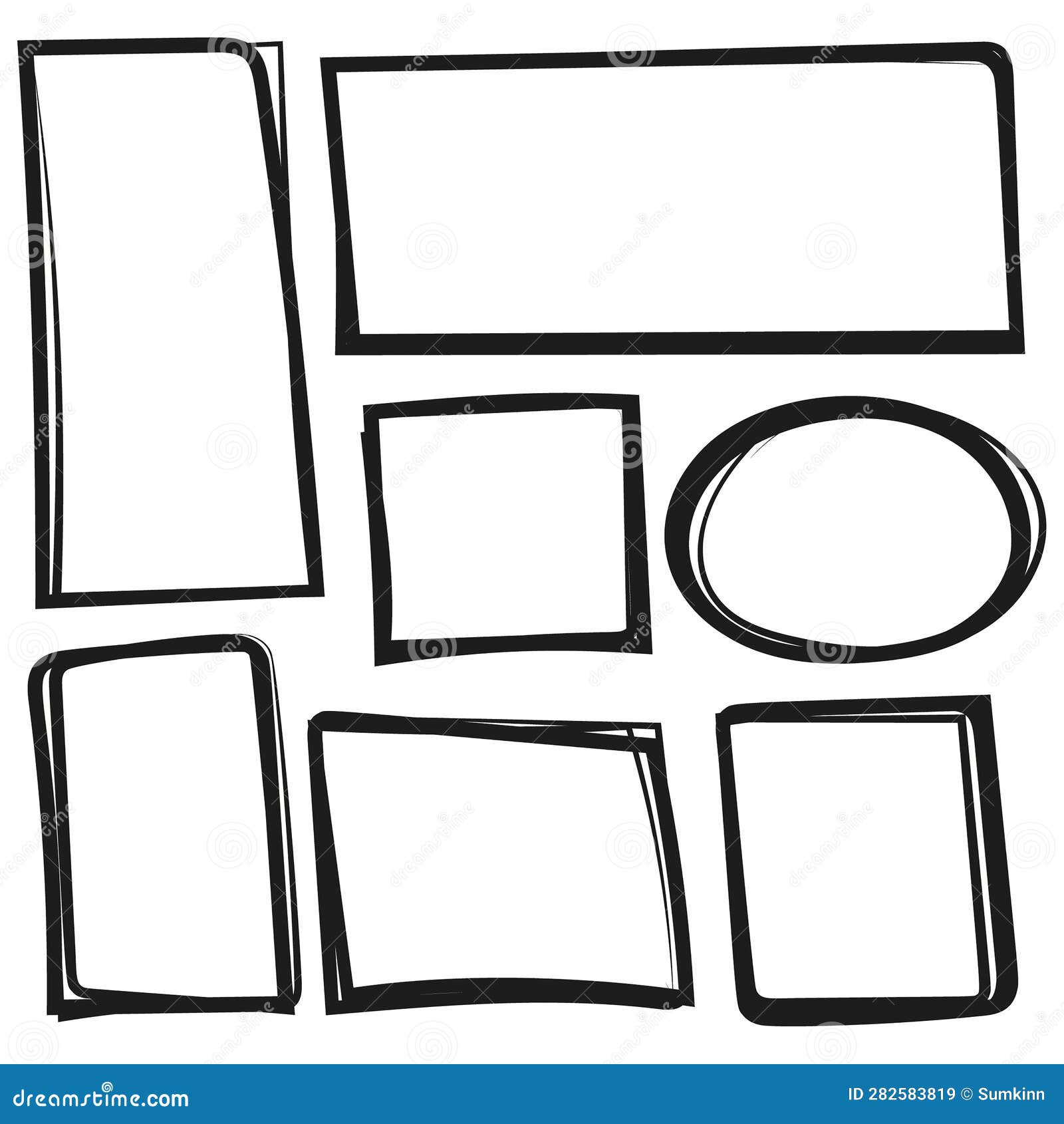 Set of Freehand Drawn Rectangles Stock Illustration - Illustration of ...