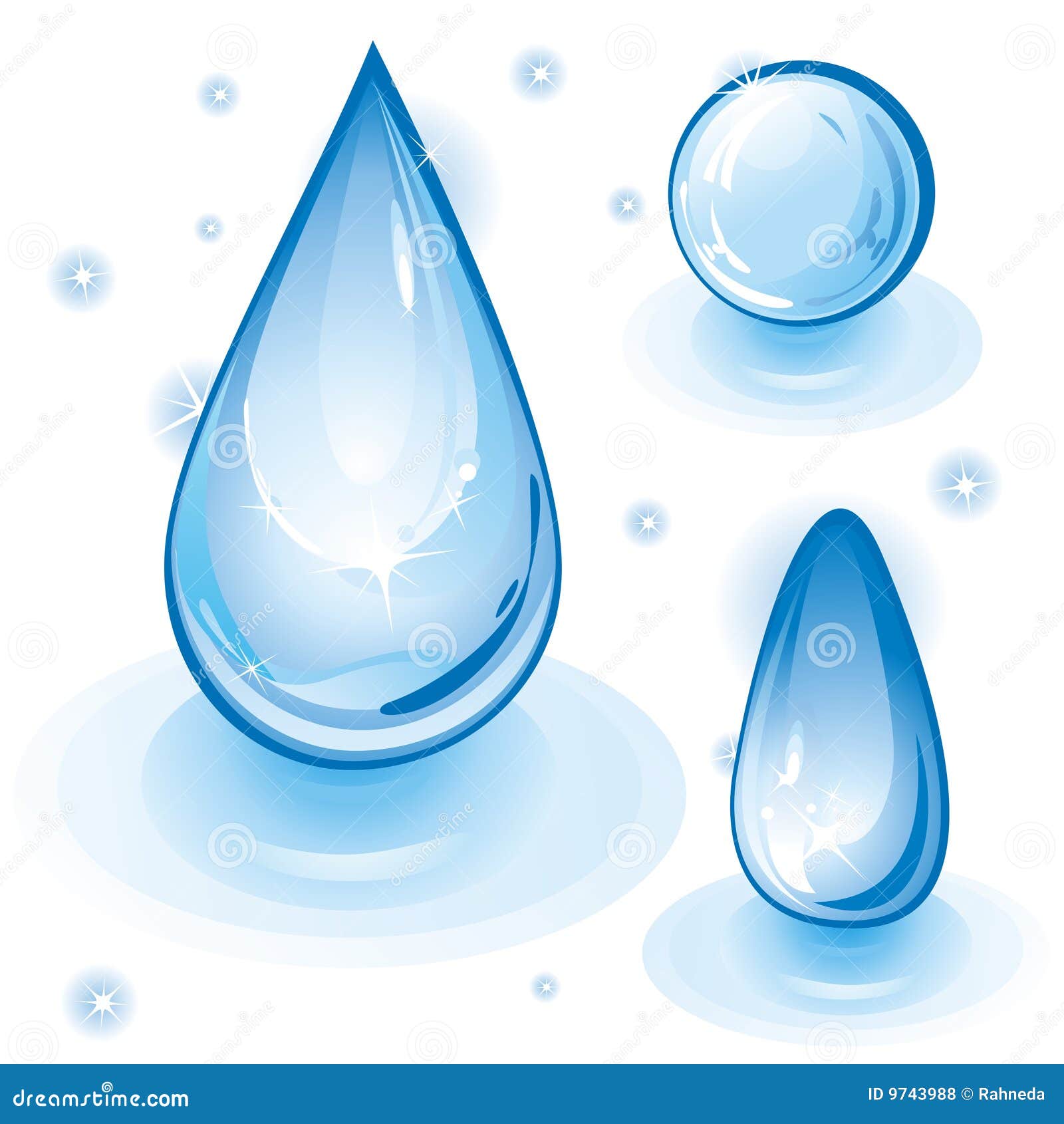 Set freie Wassertropfen. vektor abbildung. Illustration von blau - 9743988