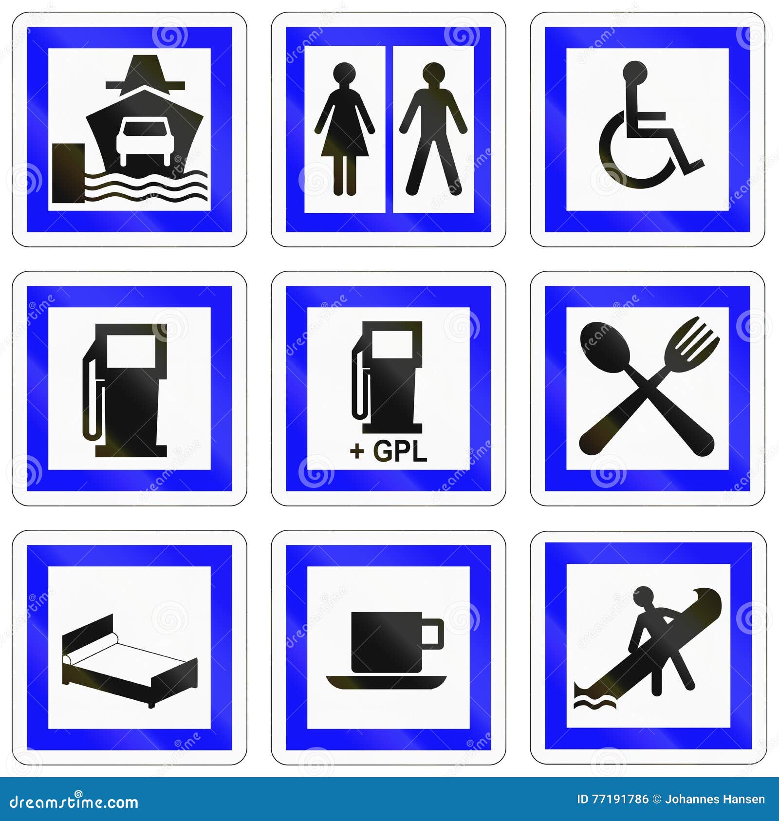 Set of French Information Road Signs Stock Illustration - Illustration ...