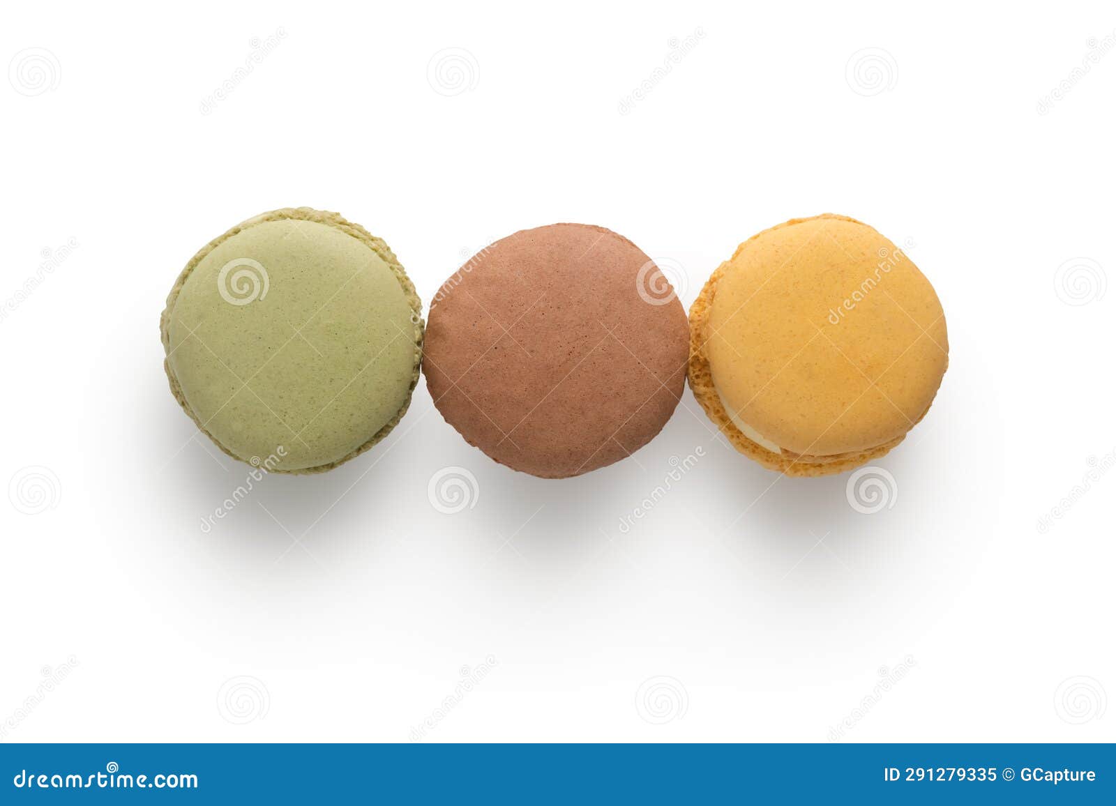 Set of French Macaron Top View Isolated on White with Shadow Stock ...